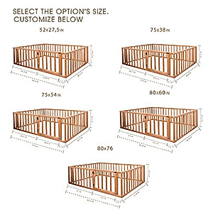 BUSYWOOD Montessori Floor Bed - Toddler Floor Bed - Play Pen - Kids Room Furniture - Wood Bed Fame - Toddler Bed with Rails - Children Play Gym - Waldorf toys (Model 6.2)