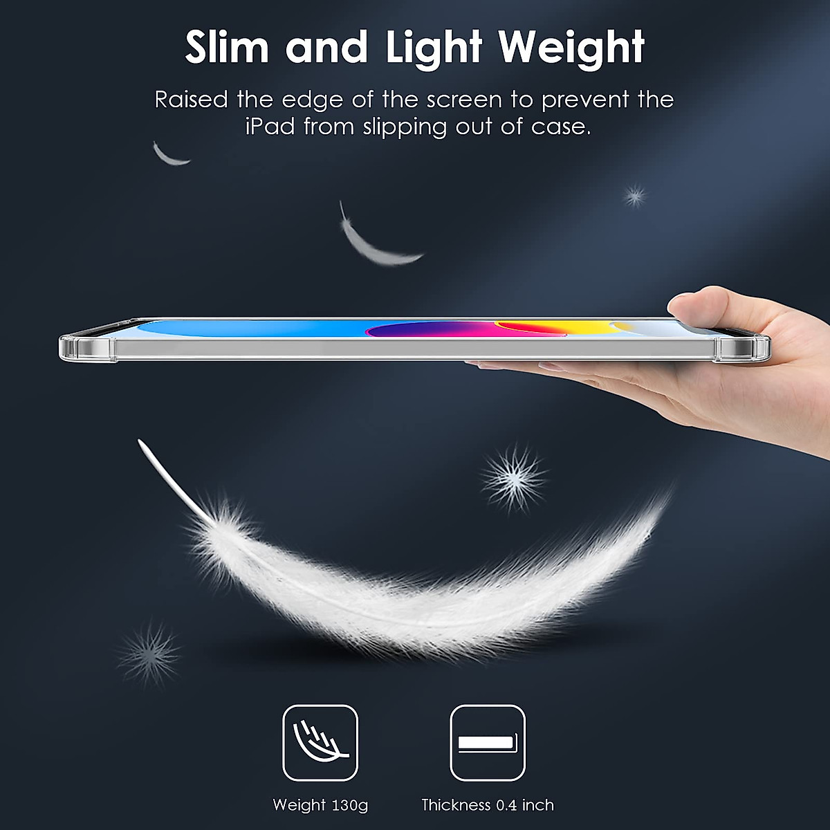 DTTO Clear Case for iPad 10th Generation 2022 - [Yellowing Resistant] Slim Lightweight Transparent Soft Cover for iPad 10.9 Inch, Clear