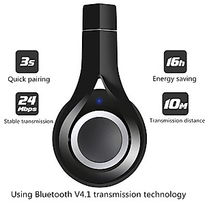 Bluetooth Headphones Over Ear Wireless Bluetooth Headphones Stereo Foldable Headphones with Mic 16H Play Time Deep Bass Earphones for PC/Cell Phones/TV,Gold