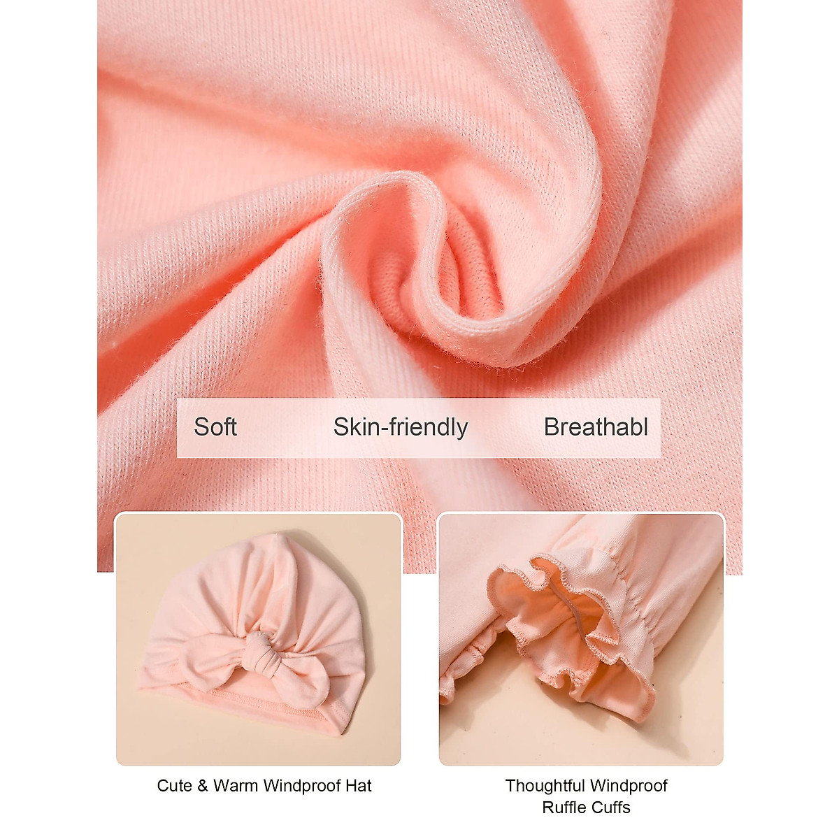 AGAPENG Baby Girl Clothes Newborn Girl Clothes hi I'm new here Romper Ruffle Rainbow Onesie Flare Bell Bottom Jumpsuit Fall Winter Outfits Newborn Girl Outfits Pink with Headband Hat