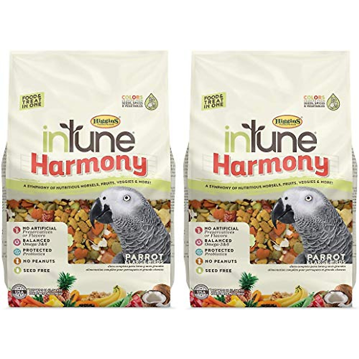 Higgins 2 Pack of Intune Harmony Food for Parrots and Large Birds, 3 Pounds Each