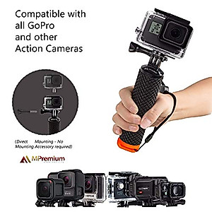 Waterproof Floating Hand Grip Compatible with GoPro Hero 11 10 9 8 7 6 5 4 3+ 2 1 Session Black Silver Handler & Handle Mount Accessories Kit for Water Sport and Action Cameras (Orange)