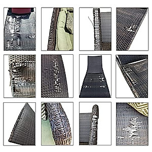 Lumpro 120 ft Wicker Repair kit, Two-Tone Gradient Brown with Stripes, Plastic Rattan Supplies, Flat Wicker Replacement Materials to Repair Patio Wicker Furniture Chair Sofa Table Chaise etc