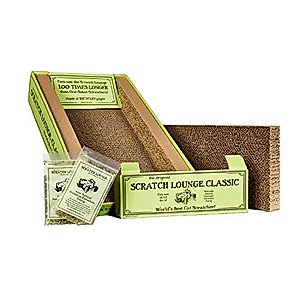 Scratch Lounge Cardboard Cat Scratcher & Lounger with Extra Floor Refill & Catnip - XL 13x22 for Large Cats - Heavy Duty Reversible Durable Bed Lasts 10x Longer Than Conventional Scratchers