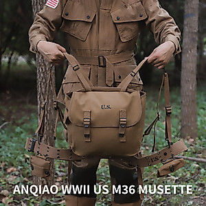 WWII WW2 US M36 Haversack Musette Field Bag Military Back Pack Canvas Khaki