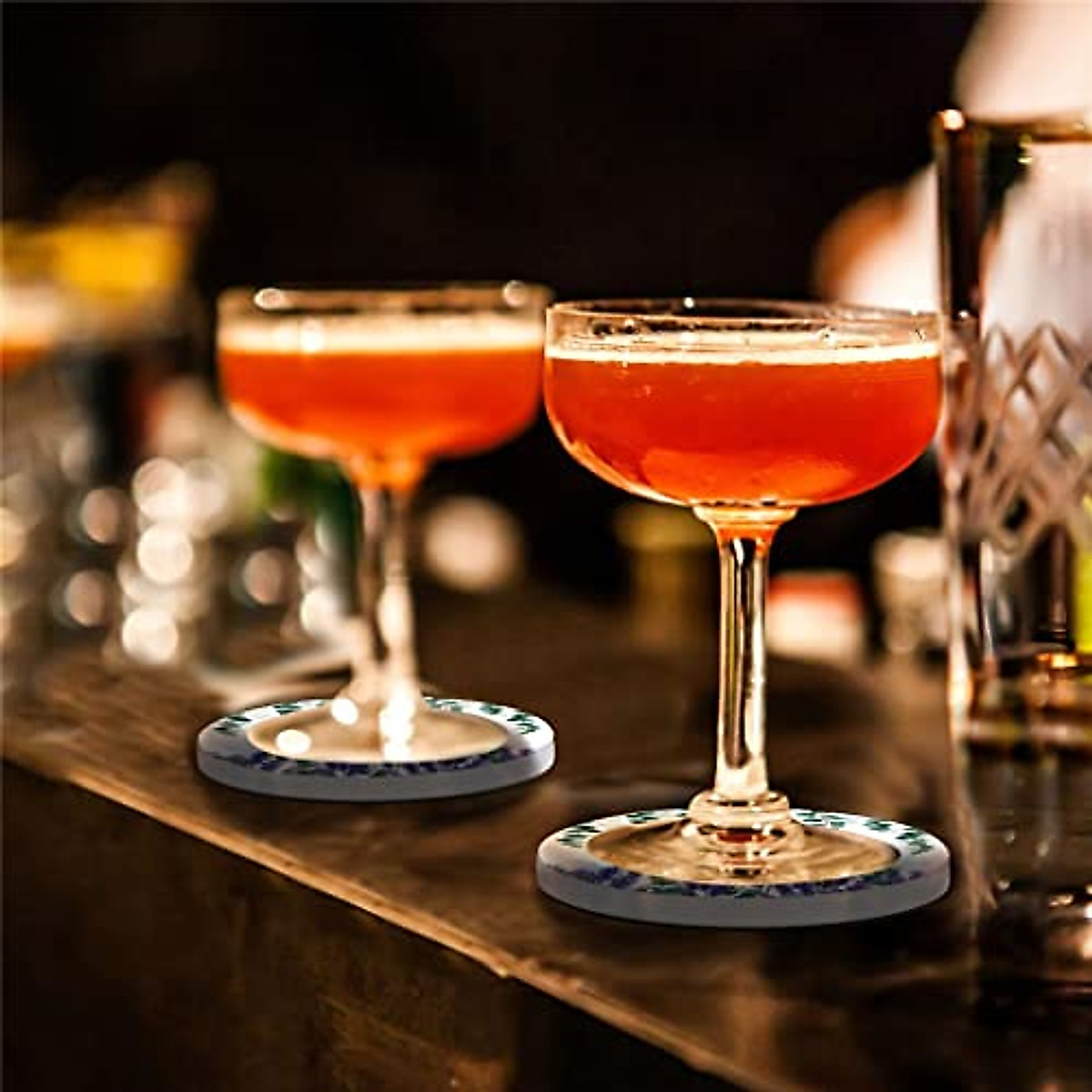 QUANJJ Fall Turkey Fruit Coasters Ceramic Set Round Absorbent Drink Coaster Coffee Tea Cup Placemats Table Mat (Color : D, Size : 6pcs)