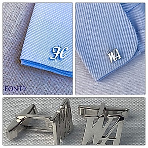 Personalized Name Cufflinks, Customize it with Your Letter, Initials Sterling Silver or 14k Yellow Gold Plated Cufflinks, Mens Gift, Gift for Dad, Groomsmen Gift