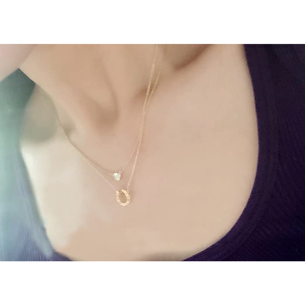 LANG XUAN Good Luck Horseshoe Pendant Friendship Chain Necklace with Meaning Card for Women Silver Gift