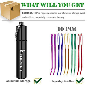 KYUEWRT 10Pcs Yarn Darning Tapestry Needle,Large Big Eye Weaving Needle Bent Needles with Aluminum Storage Tube