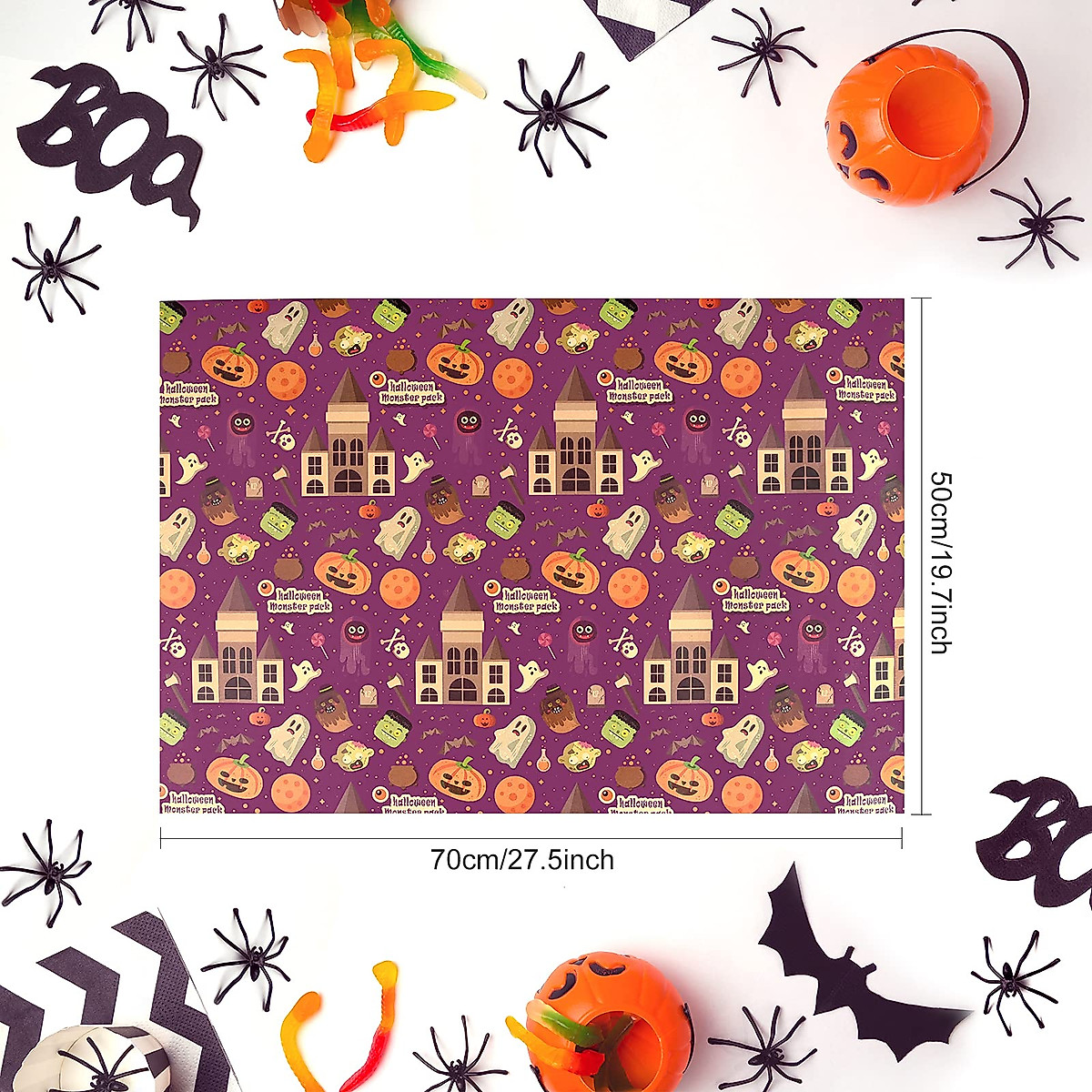 PLULON 6 Sheets Brown Halloween Birthday Gift Wrapping Paper, Gift Wrap Paper for Wedding, Birthdays, Baby Shower Halloween Decorations