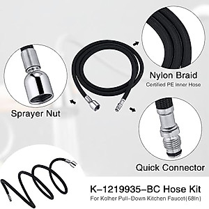 K-1219935-BC Hose Kit for Kohler Pull Down Kitchen Faucet, 68 Inches Pull-Out Kitchen Faucet Hose Replacemnet Part of K-1304674-BC, Spray Hose Replacement Hose Kit