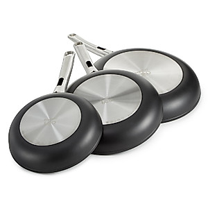 BergHOFF Graphite Non-stick Ceramic Frying Pan/Skillet 11", Recycled Aluminum, Non-toxic Coating, Full Disk Bottom, Stir Fry Eggs Veggies Oven Bakeware, Oven-to-Table Cookware