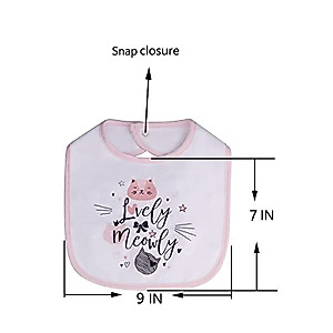 Maiwa 6 Pack Large Cotton Waterproof Baby Toddler bibs with Snaps for drooling teething eating girls 3-24 M