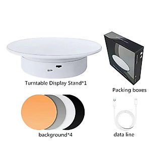 CEXUW Display 360 Degree Electric Turntable,for Small Product Display, 7.87in Diameter product photography turntable