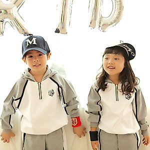 ROROANCO Premium Quality Korean Clothes Toddler Boys Girls Sweatsuit Tracksuit Activewear Set 3T-9Years (US, Age, 7 Years, 8 Years, Grey)