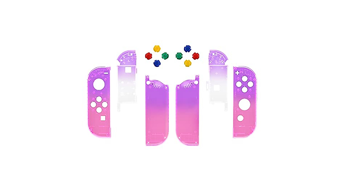 Switch Joycon eXtremeRate Clear Purple Rose Red Shell
