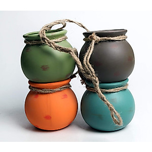 4PCS 4.0 Inch Hanging Succulent Planters Dangling Ceramic Pot Wall or Ceiling Mount Hanging Ceramic Plant Pot Hanging Planter Hanging Pendant Hanging Basket Succulent Planter/Succulent Cactus/