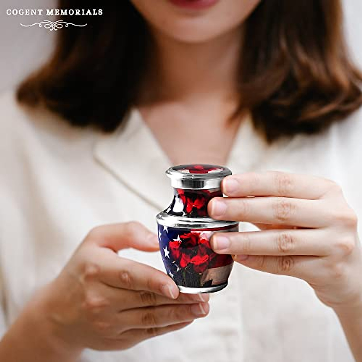 Mini Urn w/Velvet Bag, Funnel, Box – Memorial Funeral Urn Ashes Keepsake for Humans & Pets – Beautiful Cremation Urns - Aluminum Keepsake Urns for Human Ashes & Pets - Decorative Urns for Home Décor