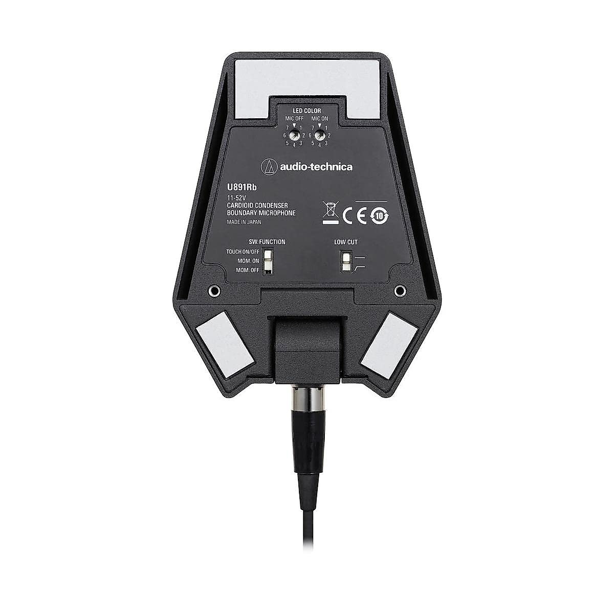 Audio-Technica U891RB Cardioid Condenser Boundary Microphone with Switch, RGB LED & Integral Power Module, Phantom Power Only, Black