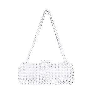 YUSHINY Women Candy Color Beaded Acrylic Handbag Evening Handmade Bags for Wedding Party (Clear)