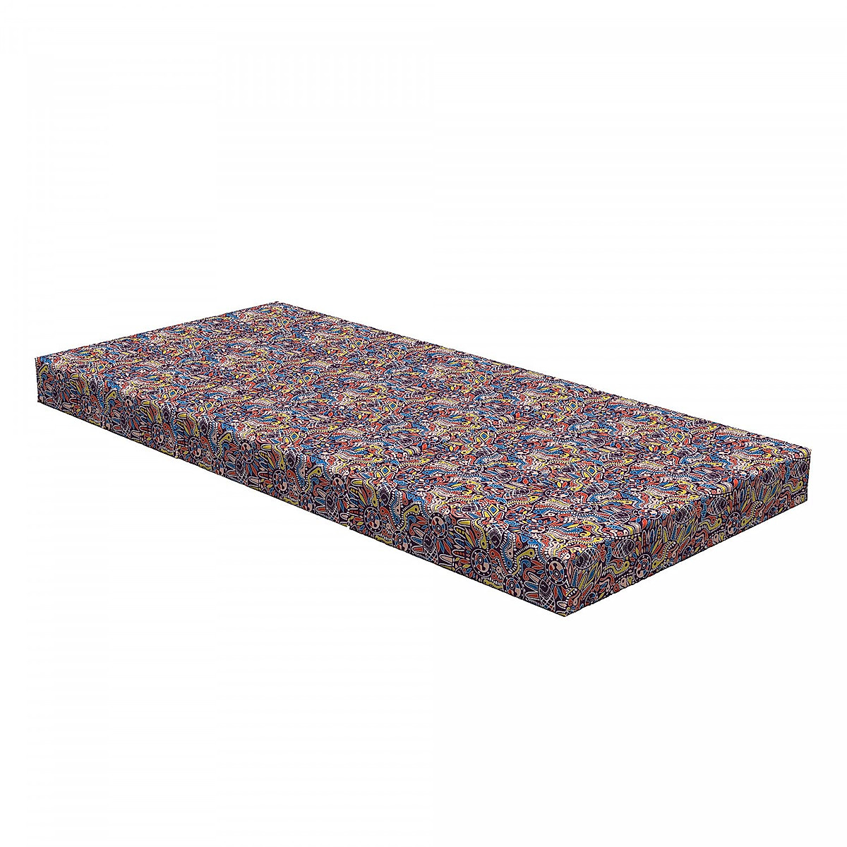 Ambesonne Ethnic Foldable Mattress, Mosaic Bohemian, 74.8" x 35.4", Multicolor