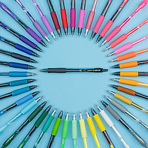 PILOT G2 Metallics Refillable and Retractable Rolling Ball Gel Pens, Fine Point, Assorted Color Inks, 8-Pack Pouch (34405)