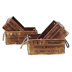 LEKUAIJIA Wood Nesting Storage Crates with Handle (4 drak brown)