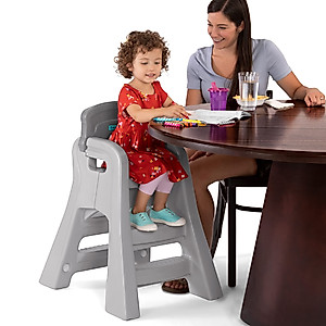 Simplay3 Big Kids Booster Seat, Lightweight Toddler Booster Chair for Dining Table and Kitchen, Toddler Kitchen Helper, Made in USA Gray