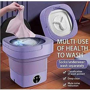 8L Portable Washing Machine For Small Loads, Foldable Mini Washing Machine For Underwear, Bra, Socks, Baby Clothes, towels, or Small Items, Camping, Travel and Home Use