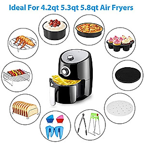 Air Fryer Accessories,14 pcs 8 Inch Air Fryer max xl Accessories,Power xl Air Fryer Accessories 5 QT Accessories Air Fryer 5.8 QT air fryer tools air fryer rack,for All Brands of Fryers (3.7QT-6.8QT)