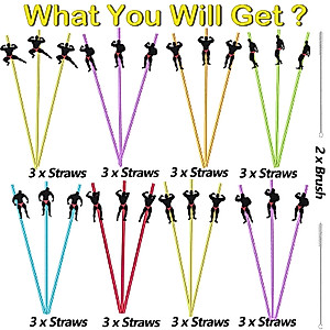 24pcs Bachelorette Party Favors Pink Stripper Dancing Men,Reusable Crazy Straws,Bachelor Straws,Mexican Mermaid Naughty Party Drinks Cocktail Straws Party Supplies bodybuilding 6 color Straws