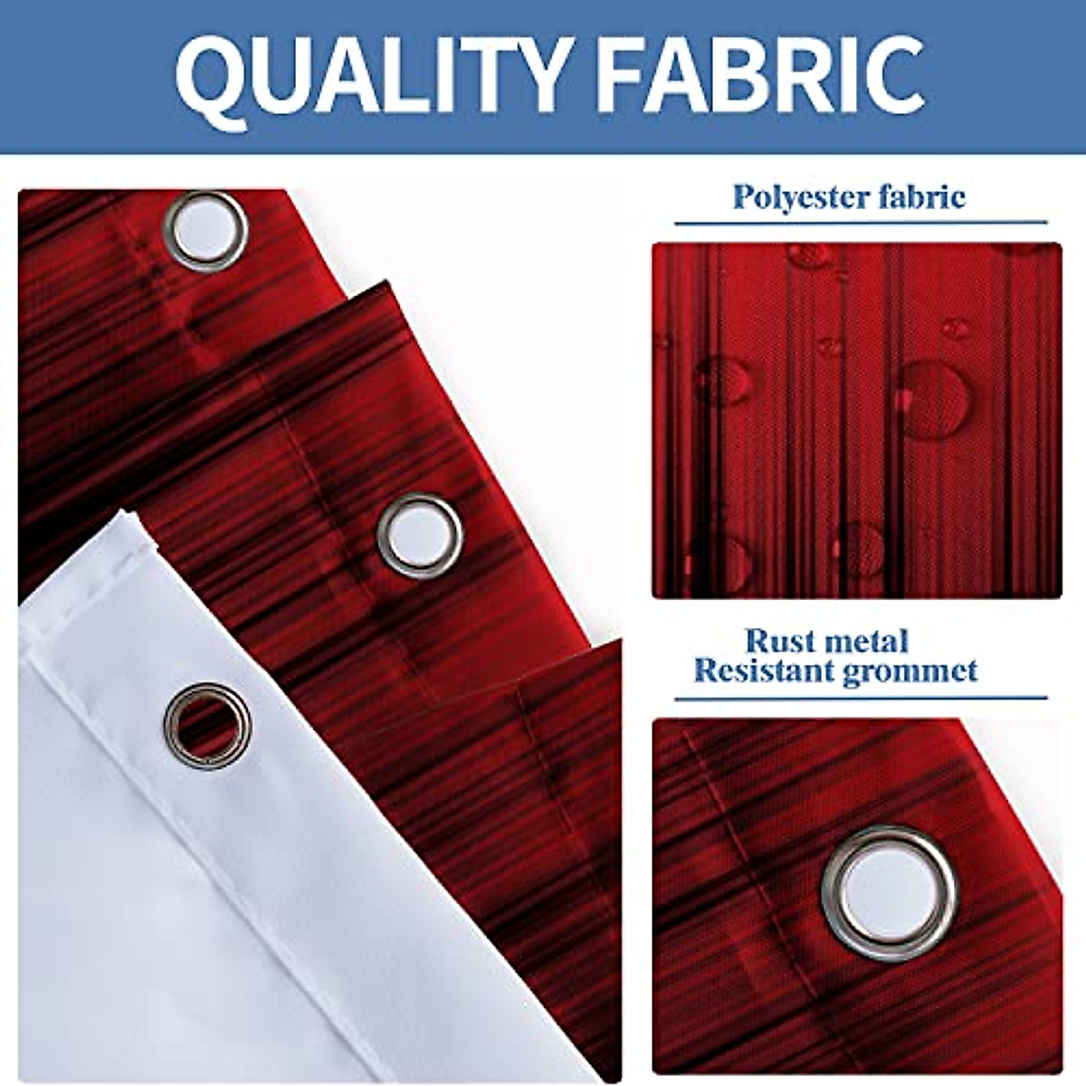 AAtter 4 Piece Red and Black Shower Curtain Mens Dark Grey Gray Boys Oriental 60Wx72L Curtains Decor with Non-Slip Rugs, Toilet Lid Cover and Bath Mat Bathroom Accessories Home Bathtub Set, Modern