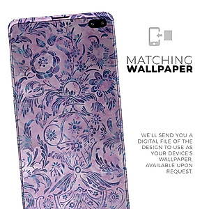 DesignSkinz Purple Damask Watercolor Pattern Protective Vinyl Decal Wrap Skin Cover Compatible with The Samsung Galaxy S20 (Screen Trim & Back Glass Skin)