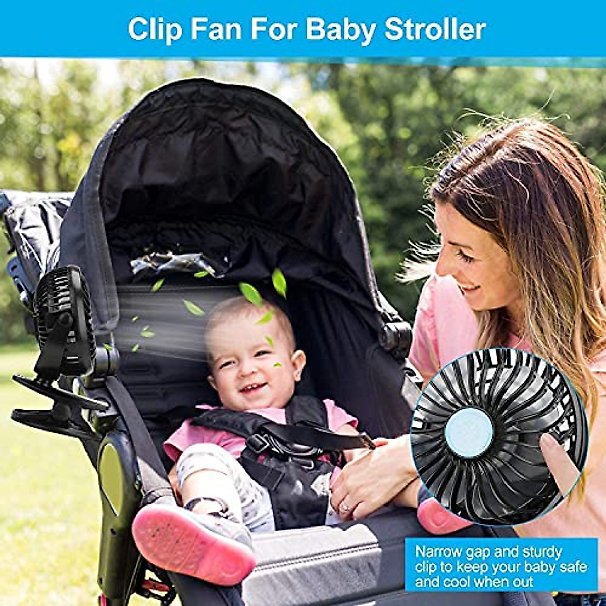TriPole Battery Operated Portable Fan Mini Handheld Fan & Clip On Stroller Fan Bundle Strong Wind Rechargeable Fan Speed Adjustable Personal Fan for Home Travel