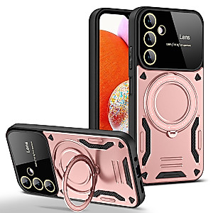 YJZSKRXFAK Case for Samsung Galaxy A13 5G/A04/A04S, Shockproof Magnetic Built-in 360° Kickstand and Camera Lens Protector Heavy Duty Protective Case for Samsung Galaxy A13 5G/A04/A04S Rose Gold