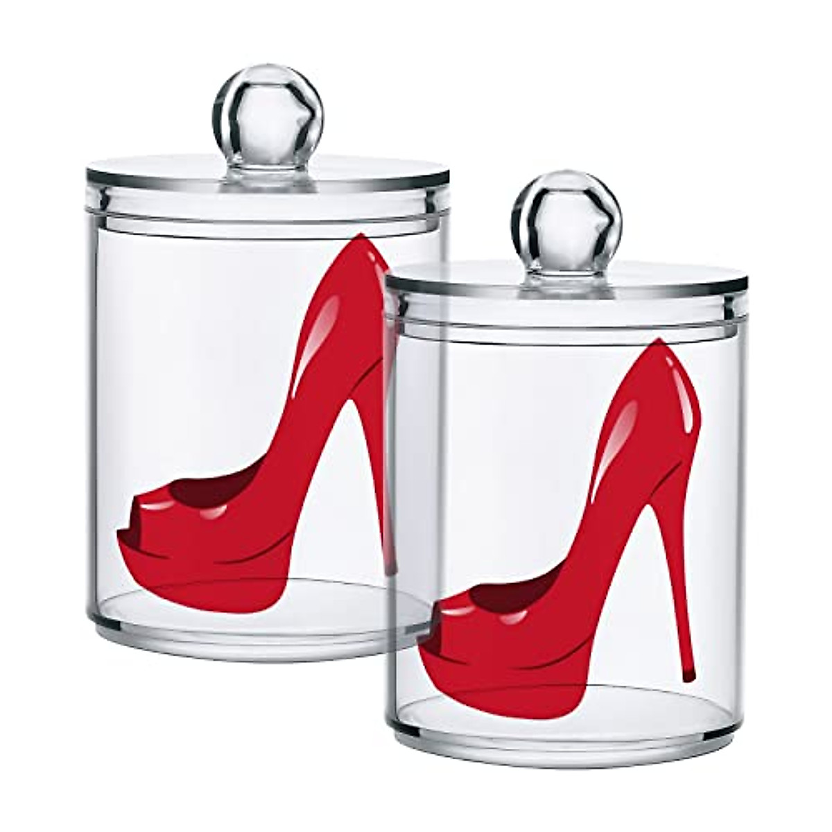 Oyihfvs High Heels Red Girls 2 Packs Clear Plastic Jar with Lid, Airtight Food Translucent Jars, Makeup, Food Storage Containers for Kitchen Cookie, Tea