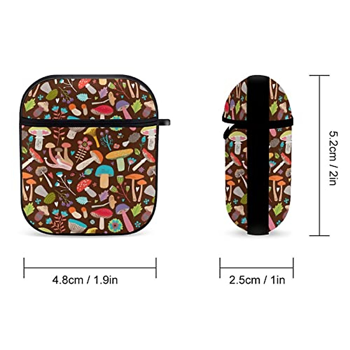 Colorful Cartoon Mushroom AirPods 2 & 1 Case Cover Gifts with Keychain, Shock Absorption Soft Cover AirPods 2 & 1 Earphone Protective Case for Men Women