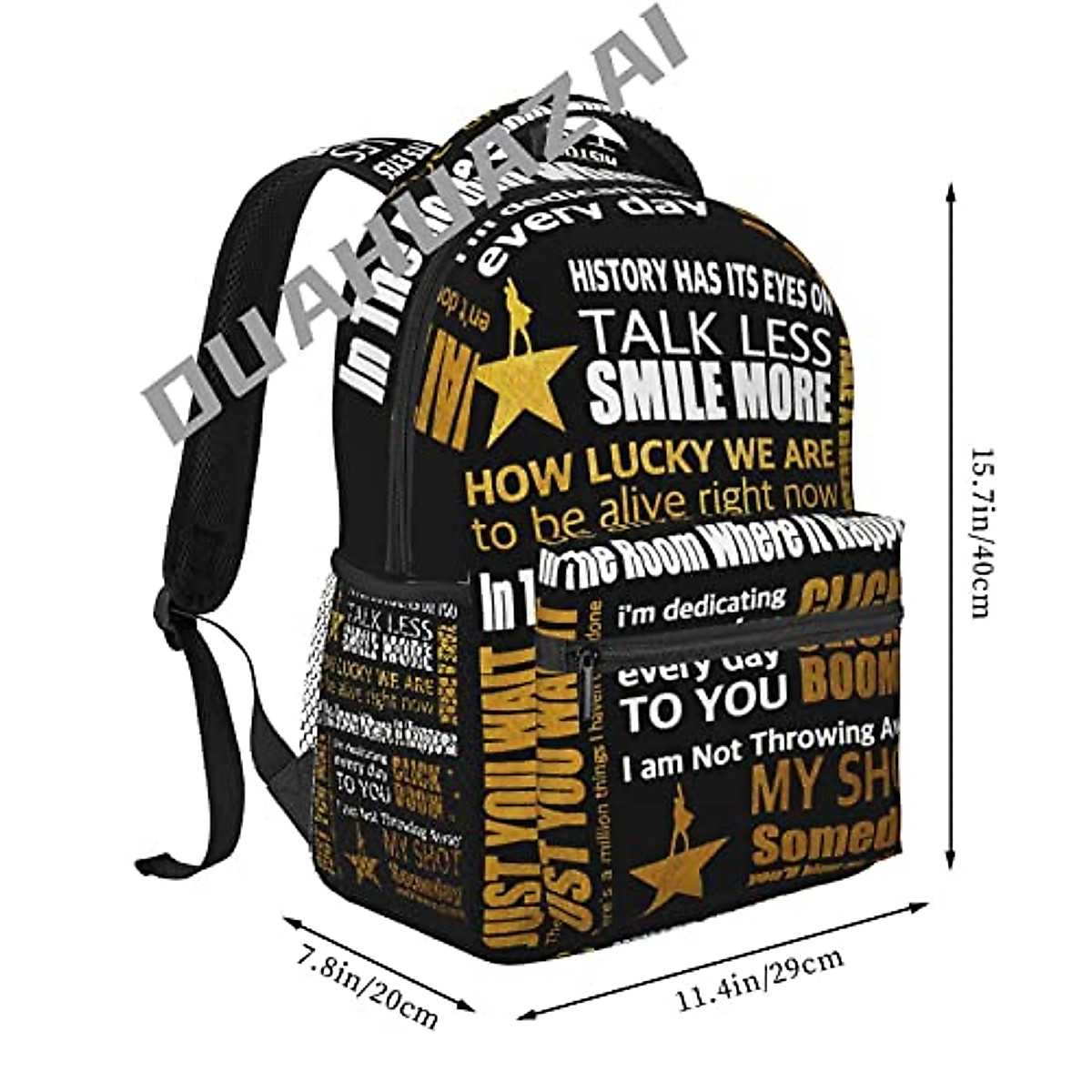 DUAHUAZAI Kid'S Backpack Hamilton-Drama School Bag For Teens Boys Women Laptop Daypack Hiking Waterproof Book Bags