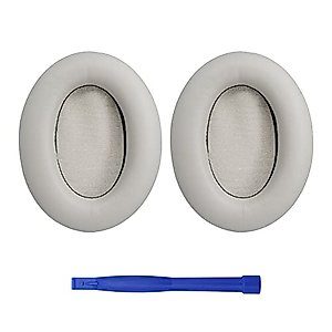 Replacement Ear-Pads Cushions for Sony WH-1000XM3 Headphones, with Soft-Touch Leather, Noise Isolation Memory Foam (Silver)