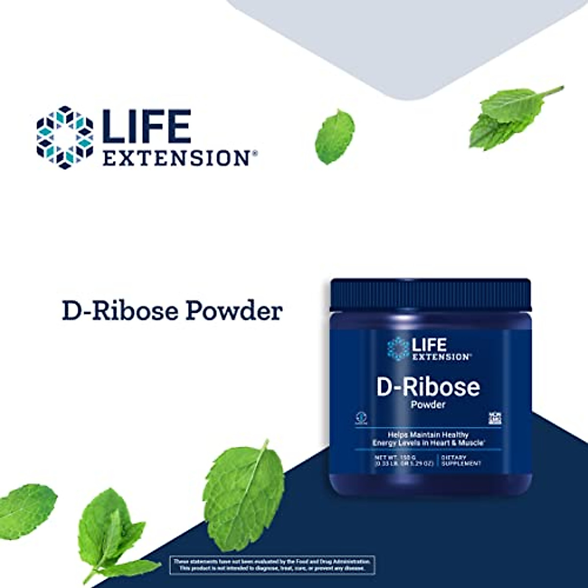 Life Extension D-Ribose Powder - For Energy Management & Heart - Muscle Health Supplement After Exercise - Vegetarian, Gluten-Free, Non-GMO - 150g (30 Servings)