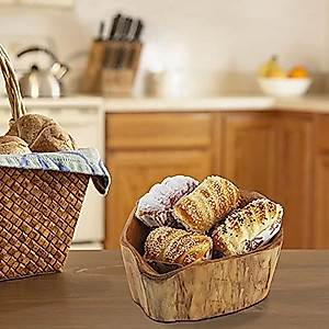 ZENFUN Wood Root Crafts Bowl, Natural Carved Wooden Bowl Fruit Salad Serving Bowl, Handmade Storage Bowl for Candy, Bread, Snacks, 7.8''-9.5'' Diameter