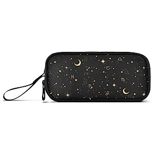 ALAZA Moon Star Zodiac Pencil Case Nylon Pencil Bag Portable Stationery Bag Pen Pouch with Zipper for Women Men College Office Work