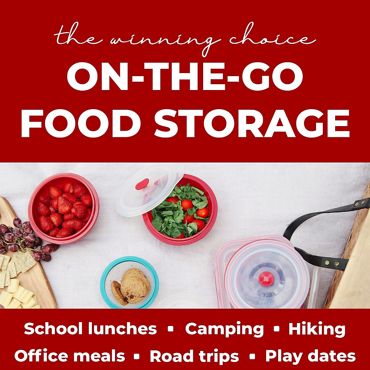 Collapse-it Best Kitchen Ware - Silicone Food Storage Containers - BPA Free Airtight Bowls - Collapsible Lunch Box - Oven, Microwave, Freezer Safe + eBook - 4 Pc Set (6-Cup, 4-Cup, 3.5-Cup, & 2-Cup)