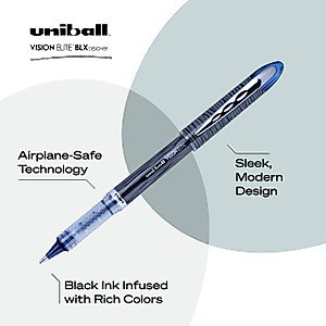 uni-ball Vision Elite BLX Infusion Rollerball Pens, Bold Point (0.8mm), Blue/Black, 5 Count