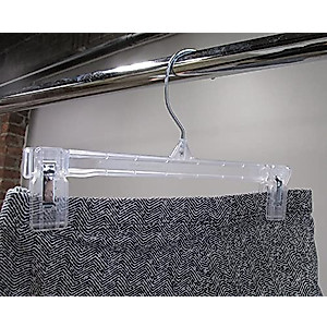 NAHANCO 6010 Plastic Skirt/Pant Hanger with Pinch Grips, Metal Swivel Hook, 10", Clear (Pack of 200)