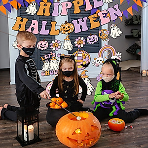 Hippie Halloween Decorations, Groovy Hippie Decorations includes Groovy Happy Halloween Banner, Groovy Garland and Hippie Halloween Decor Hanging Swirls, Hippie Retro Hippie Decorations