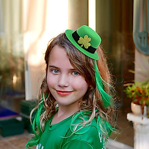 3 Pairs St Patrick's Day Green Hair Clips for Women Girls - Shamrock Hat Shape Hair Clip Barrettes Holiday Irish Clover Hair Accessories (Style B)