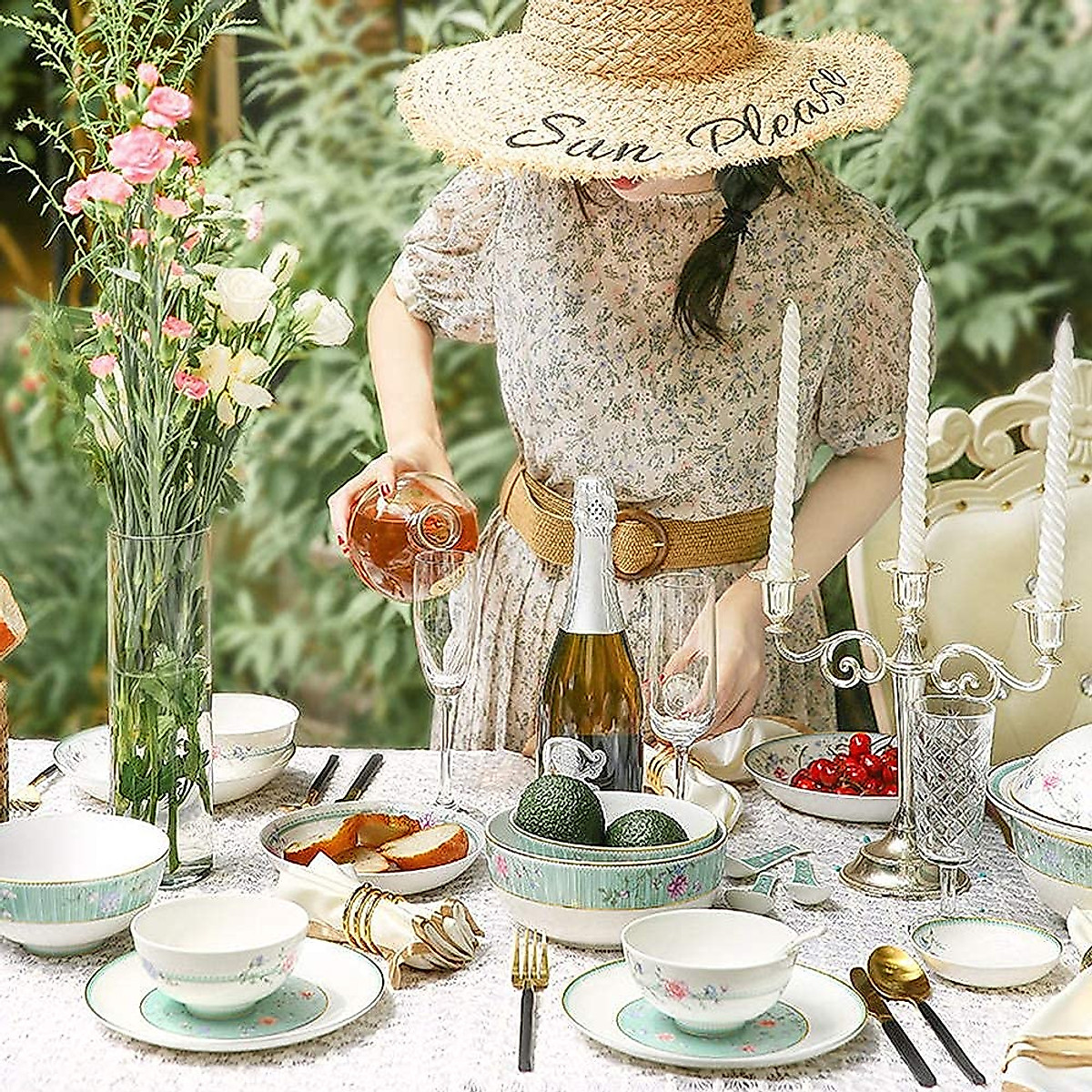 Pottery tableware,Dinnerware Set, Dishes/Plate/Bowl/Cup Set, Fine Bone China Dinnerware Sets, Collection Ceramic Dinner Sets, Christmas Dinnerware, Kitchen Sets for Home,56pcs Square Service for