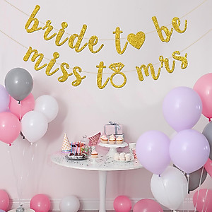 INNORU Bride to Be Miss to Mrs Banner, Bridal Shower Party Garland Bunting Bachelorette Party Decorations Supplies, Wedding Engagment Banner Gold Glitter