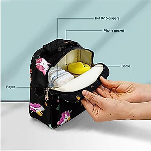 Small Multi-Function Baby Diaper Bag, Mini Smart Organizer Backpack, with Insulated Pocket for Bottle, Adjustable Strap,Universal Mini Diaper Tote,Baby Messenger for Outdoor & Working Mothers